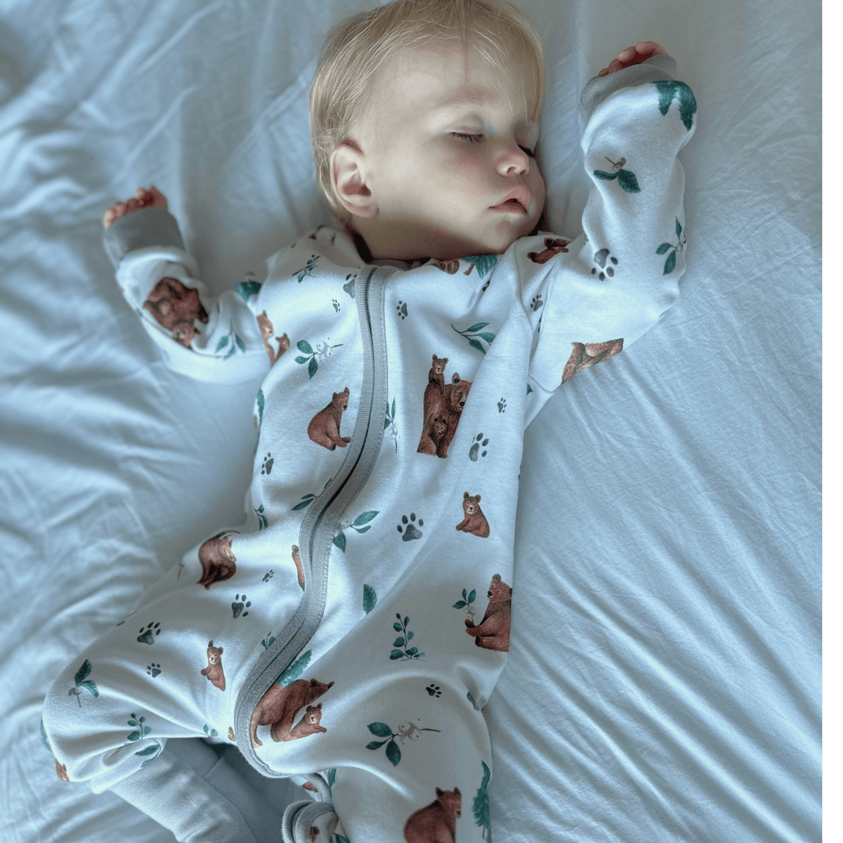 Baby Two-Way Zip Sleepsuit - Bamboo & Organic Cotton with Foldover ...