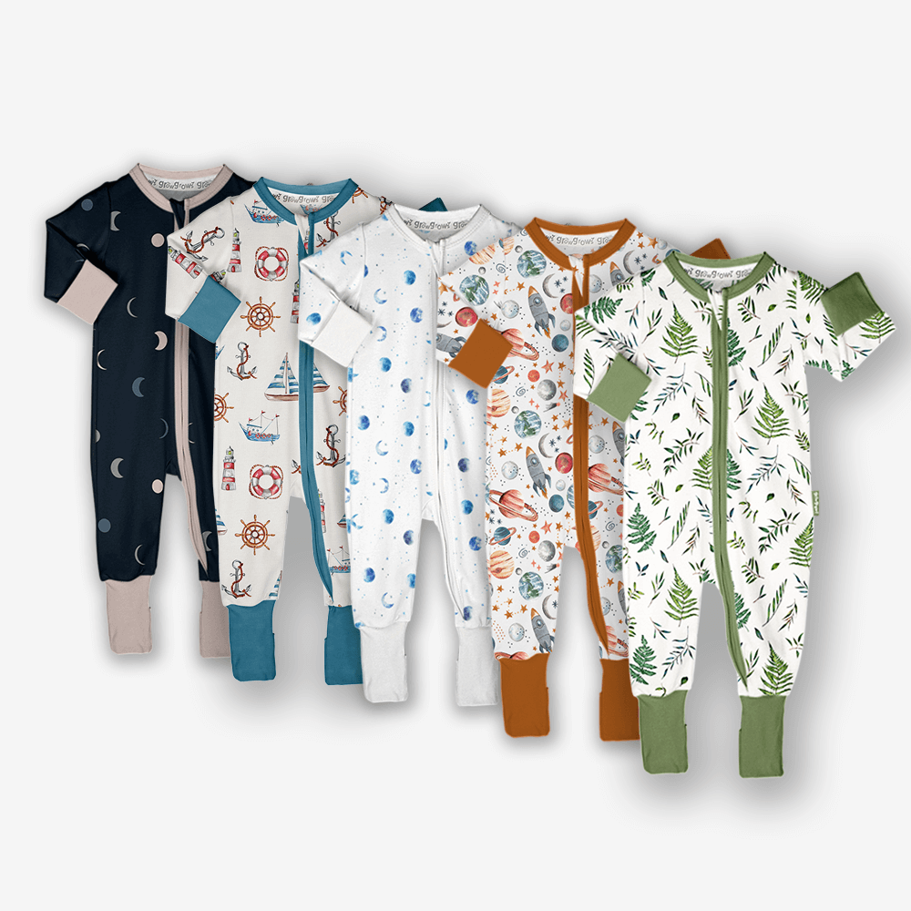 Baby Two-Way Zip Sleepsuit - Bamboo & Organic Cotton with Foldover ...