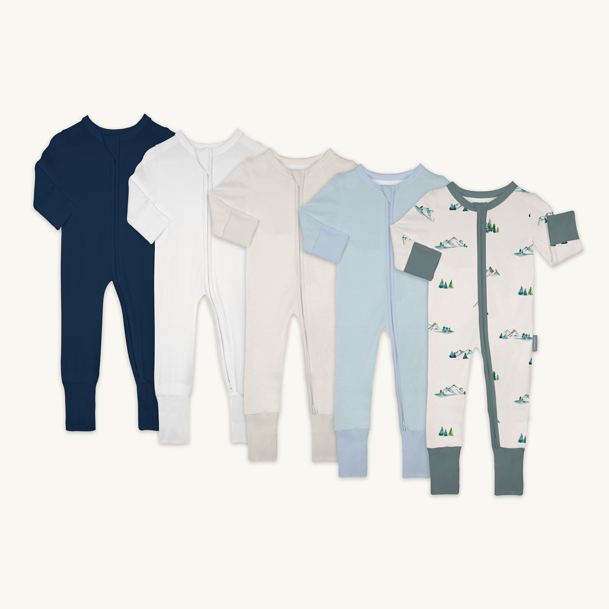 Blue Sleepsuit 5-Pack | Bamboo Baby Sleepsuits Bundle – GrowGrows