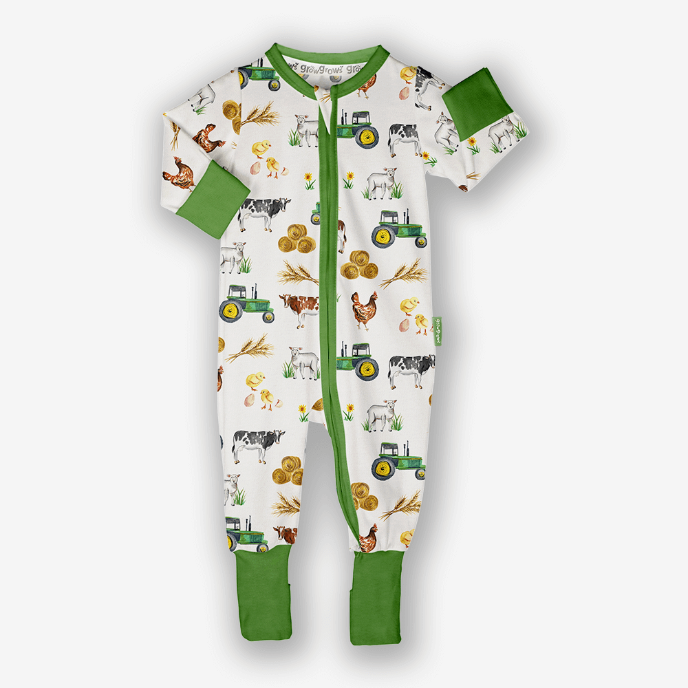 Baby Two-Way Zip Sleepsuit - Bamboo & Organic Cotton with Foldover ...