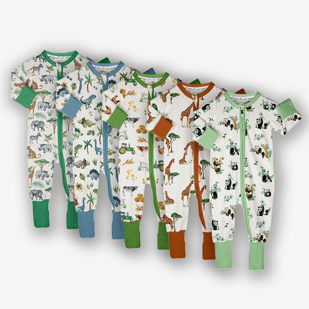 Baby Two-Way Zip Sleepsuit - Bamboo & Organic Cotton with Foldover ...